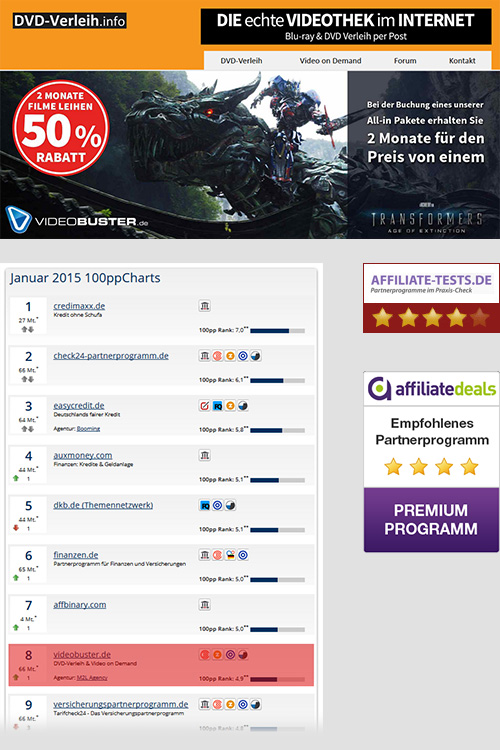 Partnerprogramm - VIDEOBUSTER.de